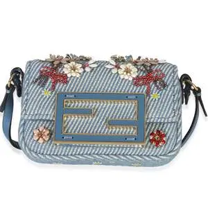 Fendi Twill Bead Embellished Floral Nano Baguette