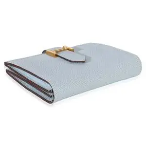 Hermès Bleu Brume Epsom Bearn Card Holder Wallet Ghw - Blue