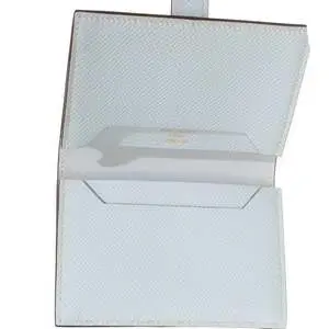 Hermès Bleu Brume Epsom Bearn Card Holder Wallet Ghw - Blue