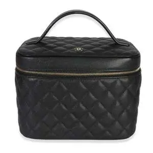 Chanel Quilted Caviar Vanity Pouch - Black