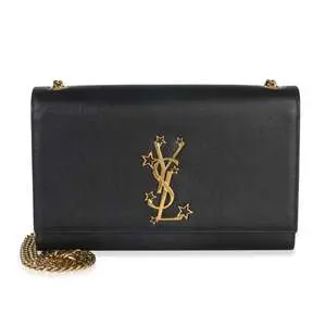 Saint Laurent Grain De Poudre Star Studded Monogram Kate Chain Bag - Black