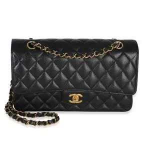 CHANEL Chanel Quilted Caviar Classic Double Flap Shoulder Bag