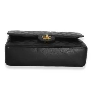 Chanel Quilted Caviar Classic Double Flap Shoulder Bag - Black
