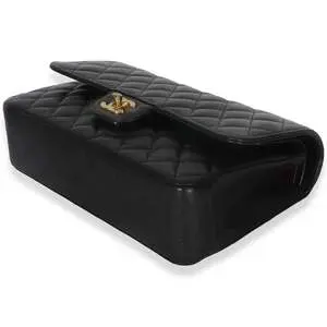 Chanel Quilted Caviar Classic Double Flap Shoulder Bag - Black