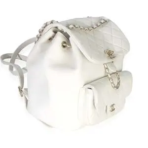 Chanel Quilted Lambskin Duma Drawstring Backpack - White