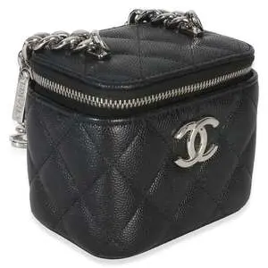 Chanel Quilted Caviar Coco Chain Vanity Case