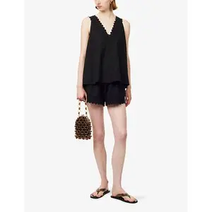 Dissh Annabel V-neck Sleeveless Embroidered Top