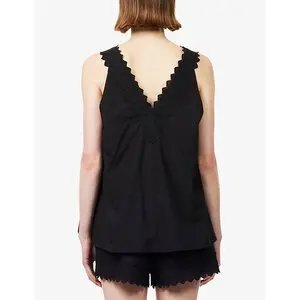 Dissh Annabel V-neck Sleeveless Embroidered Top