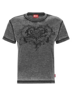 DIESEL® T-ila-aa1 Short Sleeve T-shirt With Rhinestone Embellishment - Gray