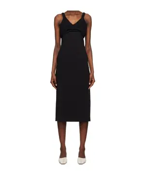 RECTO Chunky Bra Top Patch V-neck Dress - Black