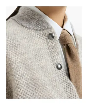 Brunello Cucinelli Ribbed Mesh Knit Bomber Cardigan