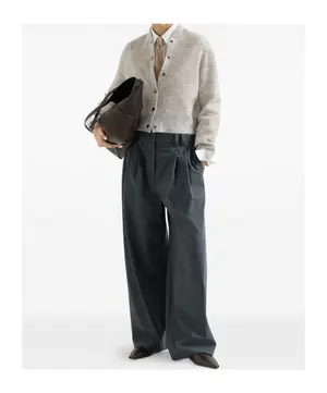 Brunello Cucinelli Ribbed Mesh Knit Bomber Cardigan