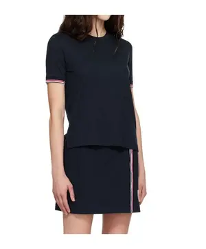 Thom Browne Rwb Striped Knitted T-shirt - Navy