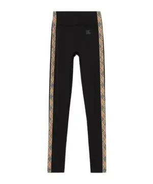 Burberry Check Trim Stretch Nylon Leggings - Black