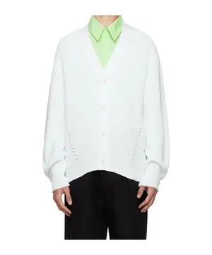 RECTO Relaxed-fit Long-sleeve Cardigan Sweater - Light Blue