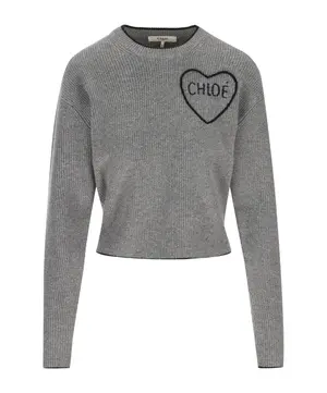Chloé Crew Neck Long-sleeved Knitwear - Gray