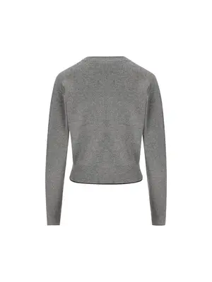 Chloé Logo Heart Intarsia Knit Sweater - Gray