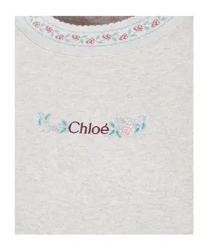 Chloé Floral Trim Knitted Sweater - White
