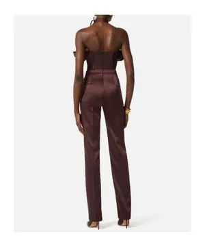 Elisabetta Franchi Maxi Ruffled Stretch Satin Jumpsuit