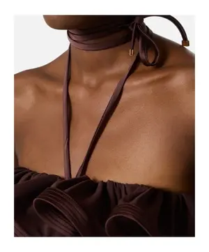 Elisabetta Franchi Maxi Ruffled Stretch Satin Jumpsuit