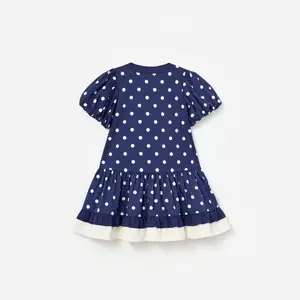 SELF-PORTRAIT Navy Polka Dot Cotton Printed Dress