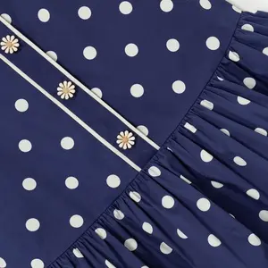 SELF-PORTRAIT Navy Polka Dot Cotton Printed Dress
