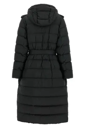 Burberry Double Breasted Belted Quilted Down Coat With Hood