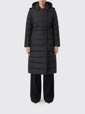 Burberry Double Breasted Belted Quilted Down Coat With Hood