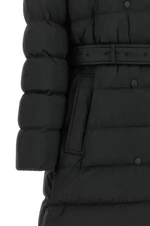Burberry Double Breasted Belted Quilted Down Coat With Hood