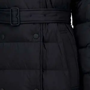 Burberry Double Breasted Belted Quilted Down Coat With Hood