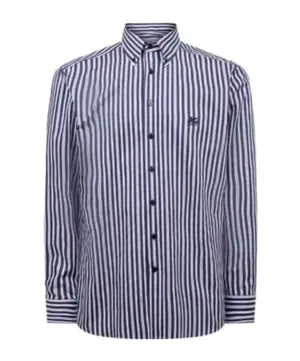 Etro Striped Button-down Cotton Shirt - Blue