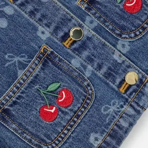 SELF-PORTRAIT Denim Cherry Bow Printed Jacket