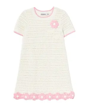SELF-PORTRAIT Knitted Lace Mini Dress - Cream