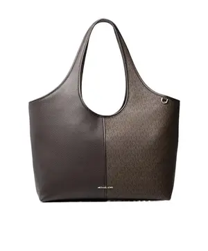 Michael Kors Henly Large Signature Logo And Textured Tote Bag - Chocolate