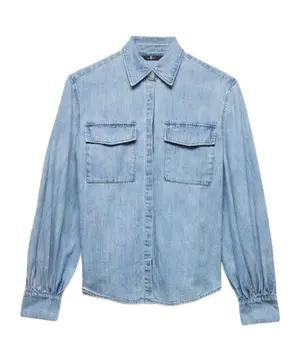 7 For All Mankind Long Sleeve Regular Shirt In Denim Loft - Blue