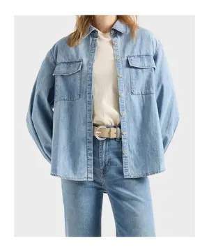 7 For All Mankind Long Sleeve Regular Shirt In Denim Loft
