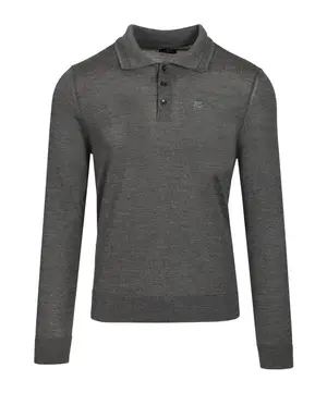 Etro Fuji Knitted L/s Polo Wool Silk - Grey