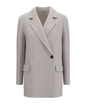 Brunello Cucinelli Collared Long-sleeved Coat - Gray