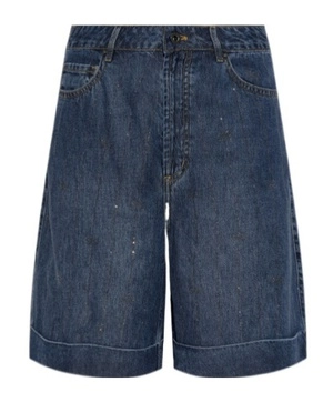 SELF-PORTRAIT Rhinestone Embellished Denim Shorts - Blue