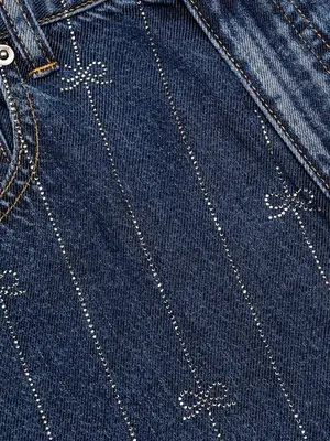 SELF-PORTRAIT Rhinestone Embellished Denim Shorts - No