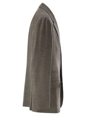 Brunello Cucinelli Check-pattern Long-sleeve Blazer - Black
