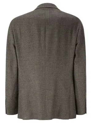 Brunello Cucinelli Check-pattern Long-sleeve Blazer - Black