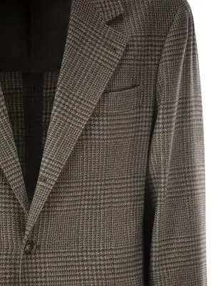 Brunello Cucinelli Check-pattern Long-sleeve Blazer - Black