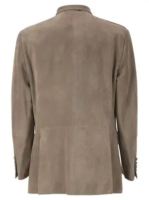 Brunello Cucinelli Suede Leather Safari Jacket With Patch Pockets