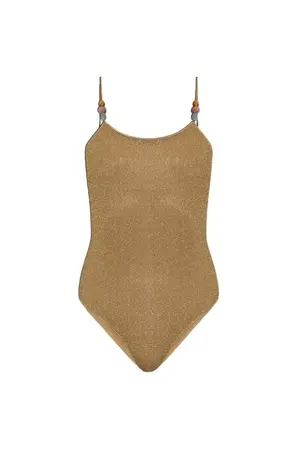 Oseree Halter One-piece Swimsuit - Brown