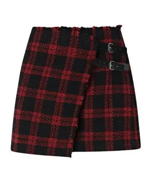 Pinko Check Buckle-fastening Midi Skirt