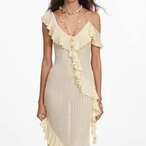 SELF-PORTRAIT Wool Ruffled Knit Maxi Skirt