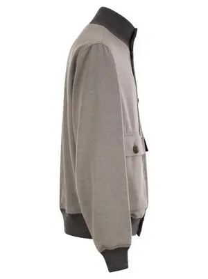 Brunello Cucinelli Virgin Wool Bomber Jacket With Cashmere Knit Details
