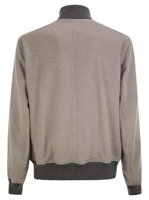 Brunello Cucinelli Virgin Wool Bomber Jacket With Cashmere Knit Details