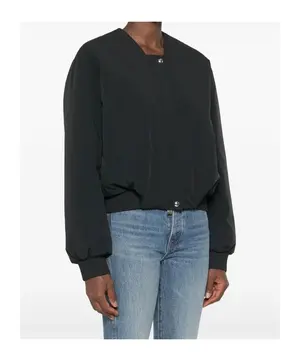 Khaite Cropped Bomber Jacket With Elasticized Hem